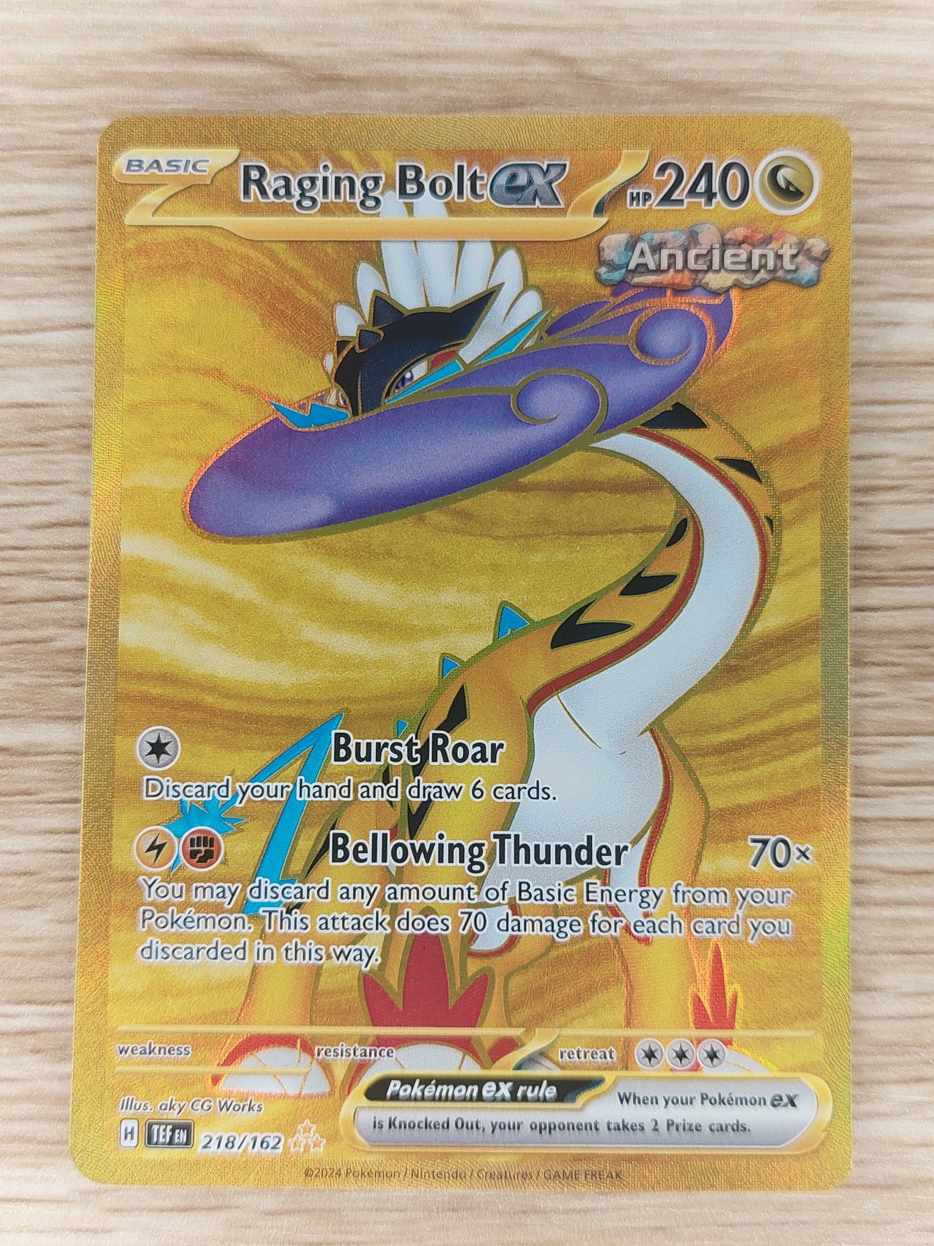 2024 Pokémon Temporal Forces 218/162 Raging Bolt EX Gold Secret ...