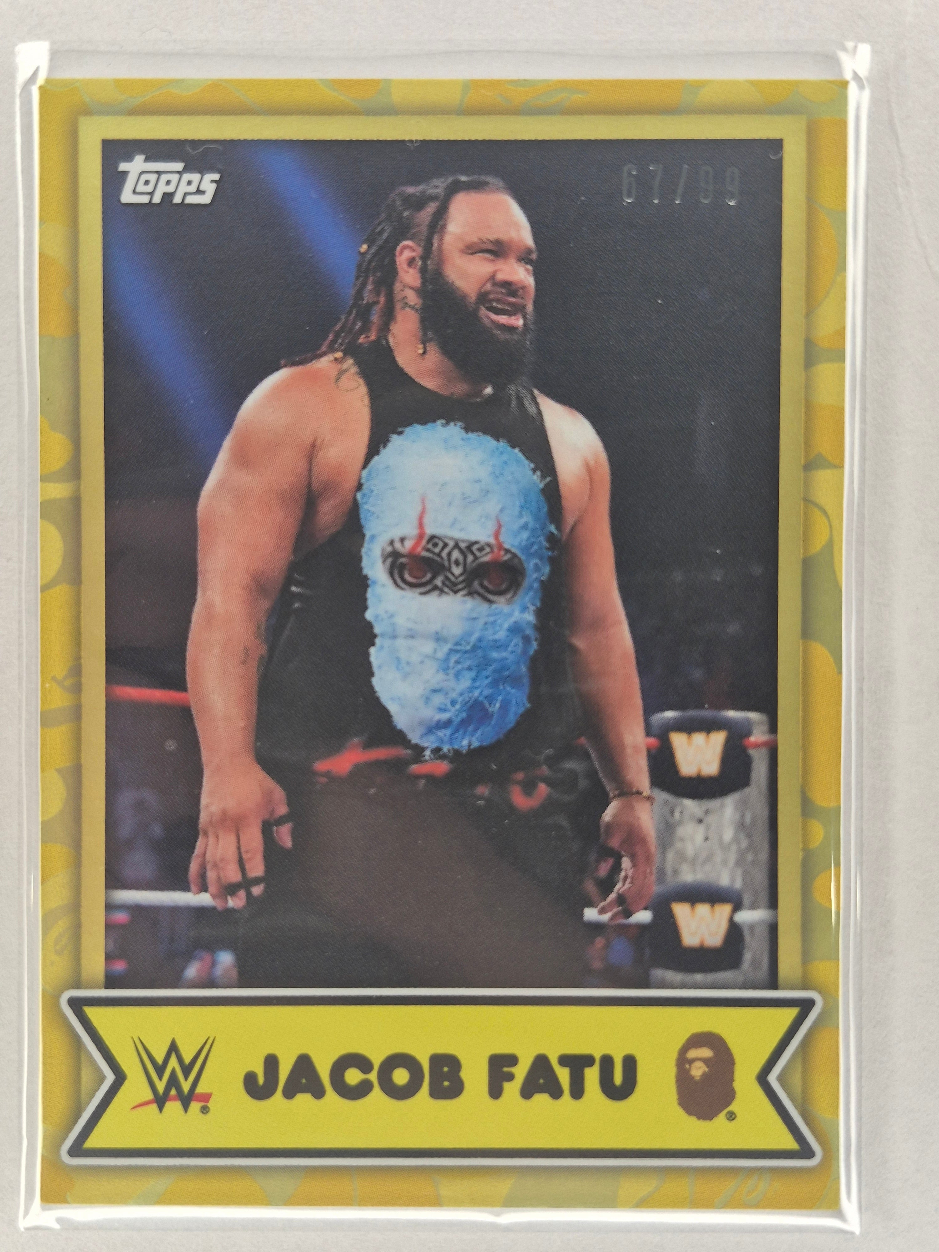 2025 Topps WWE x BAPE #29 Jacob Fatu Yellow Camo 67/99 – Boomerang ...