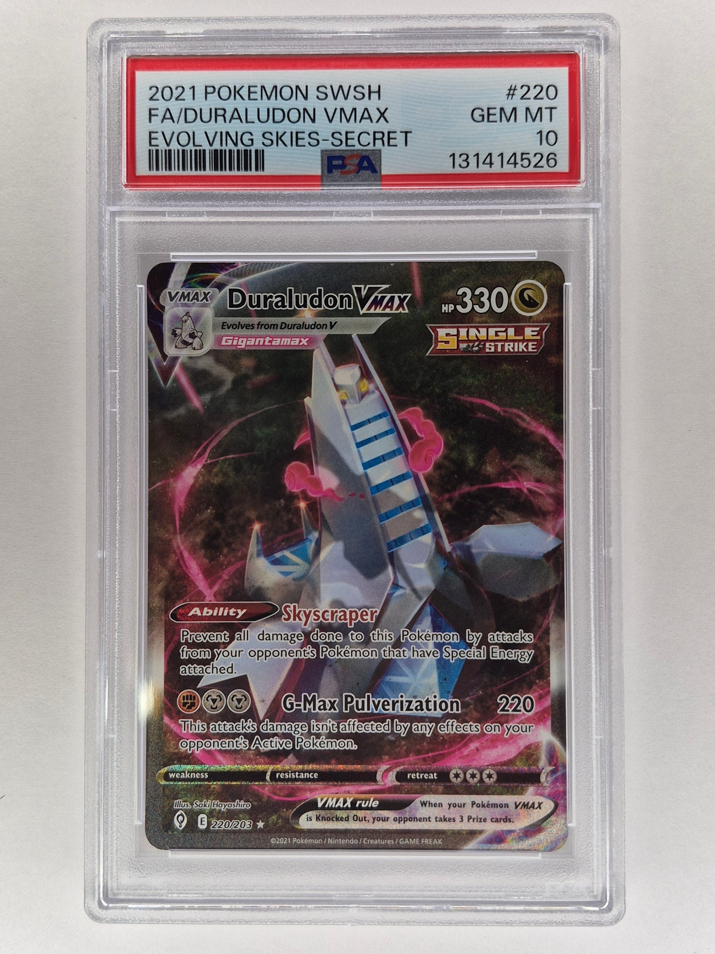 2021 Pokémon SWSH Evolving Skies 220/203 Full Art Duraludon Vmax PSA 1 ...