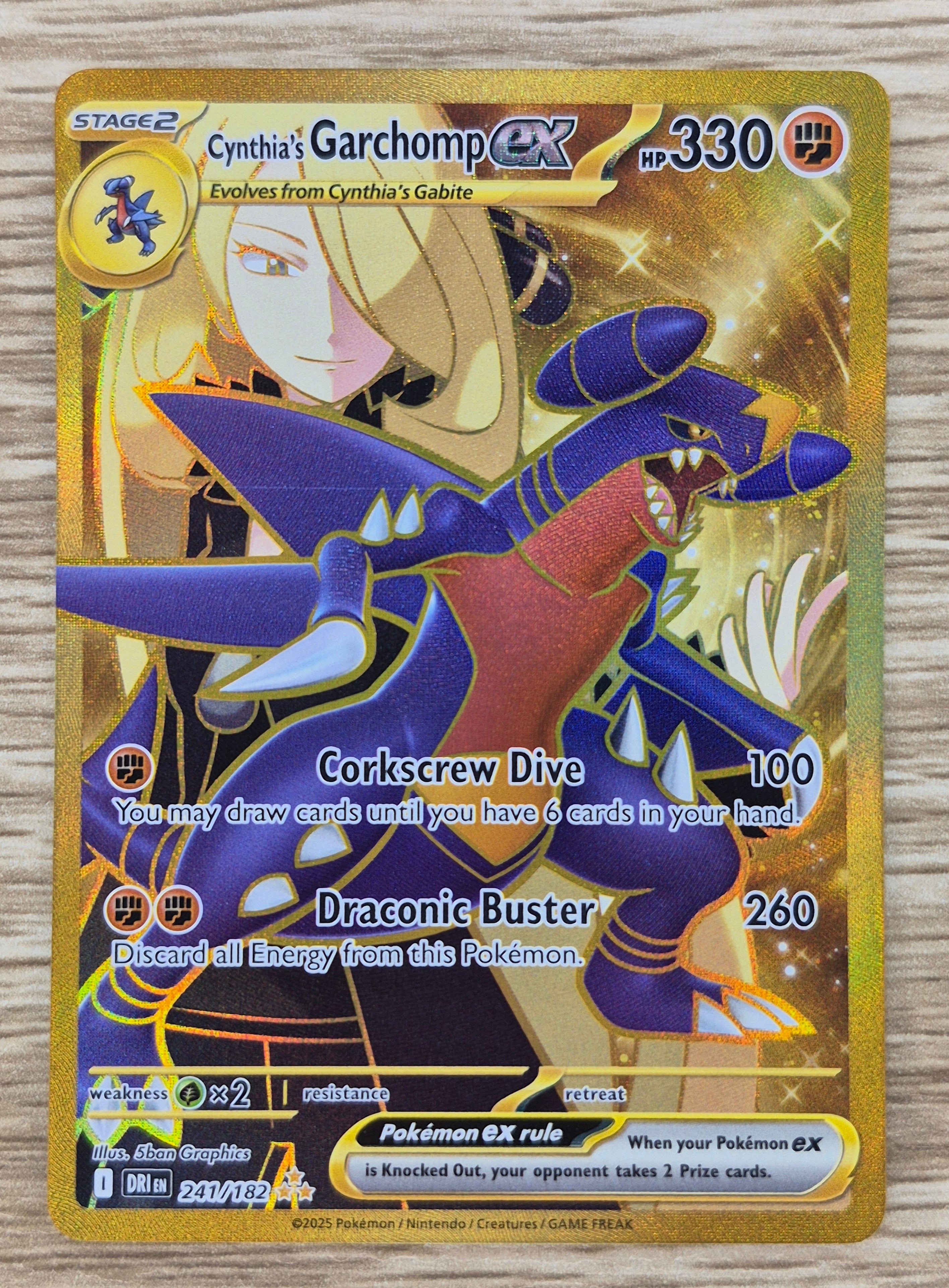 Cynthia's Garchomp EX Secret Rare Gold 241/182 - Scarlet & Violet - De ...